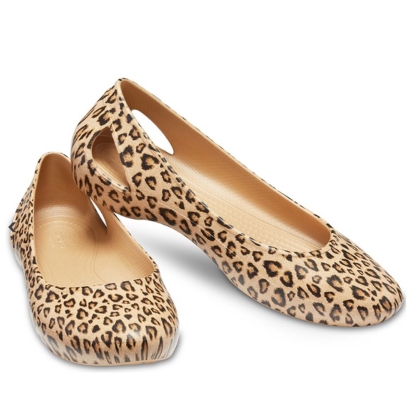 CROCS | Shoes | New Crocs Womens Leopard Animal Printed Flats | Poshmark